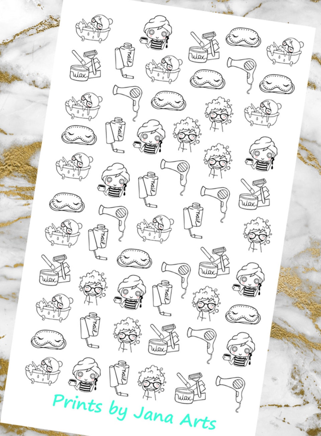 Cute Girl Cindy Pampering Planner Stickers, Character Stickers, Girls ...