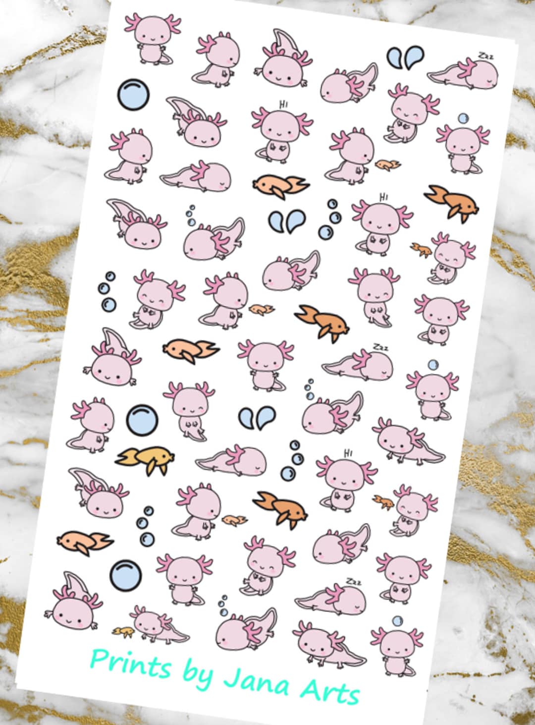 Kawaii Axolotl Cute Axolotl Planner Sticker Kawaii - Etsy