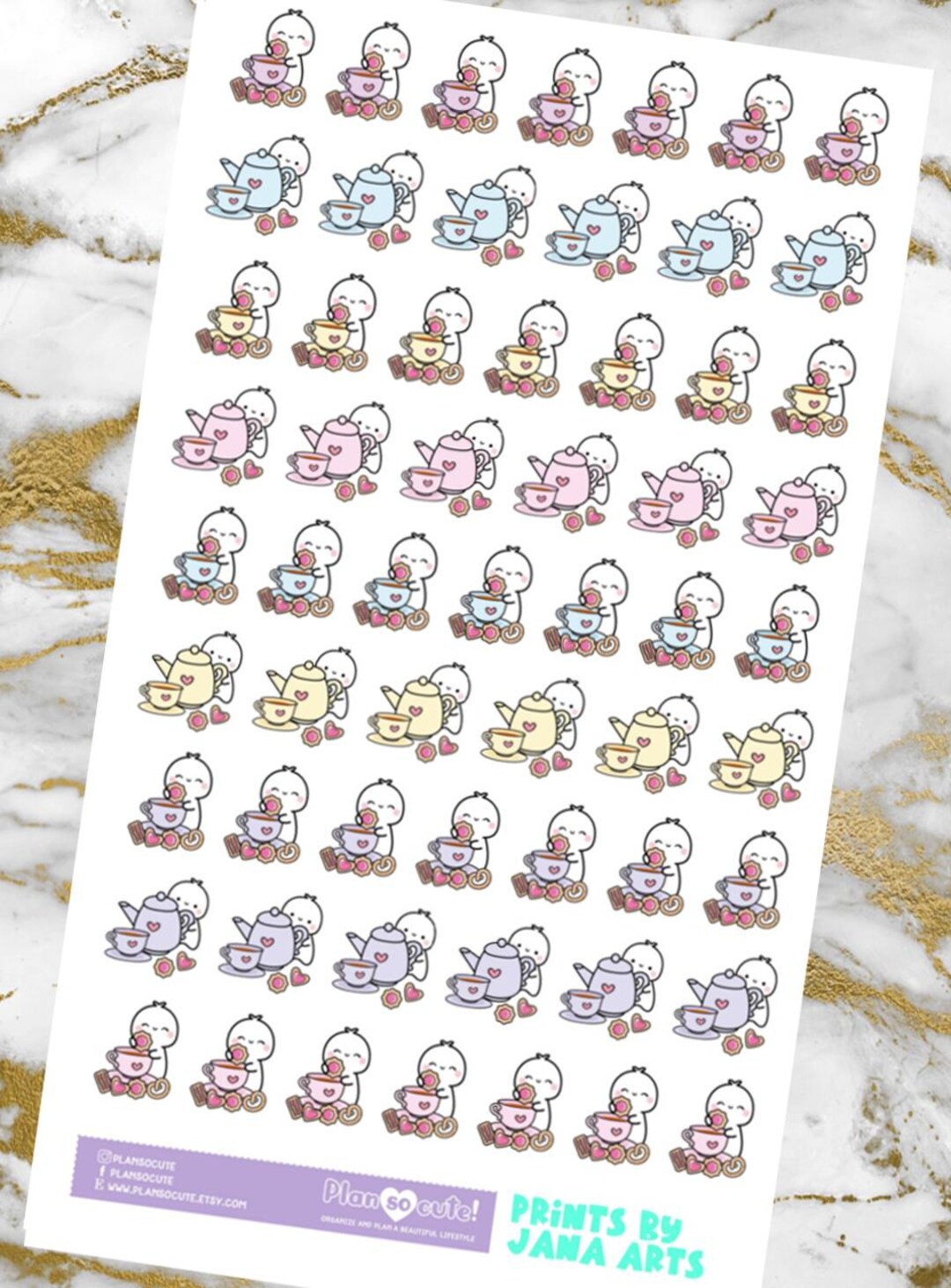 Plan so Cute Tiny Puppet Tea Time Planner Stickers, Stickers, Character ...