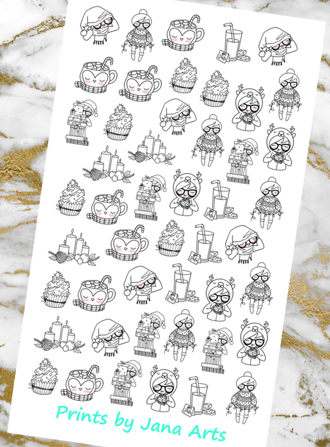 Cute Girl Cindy Christmas 1 Planner Stickers Planner Stickers ...