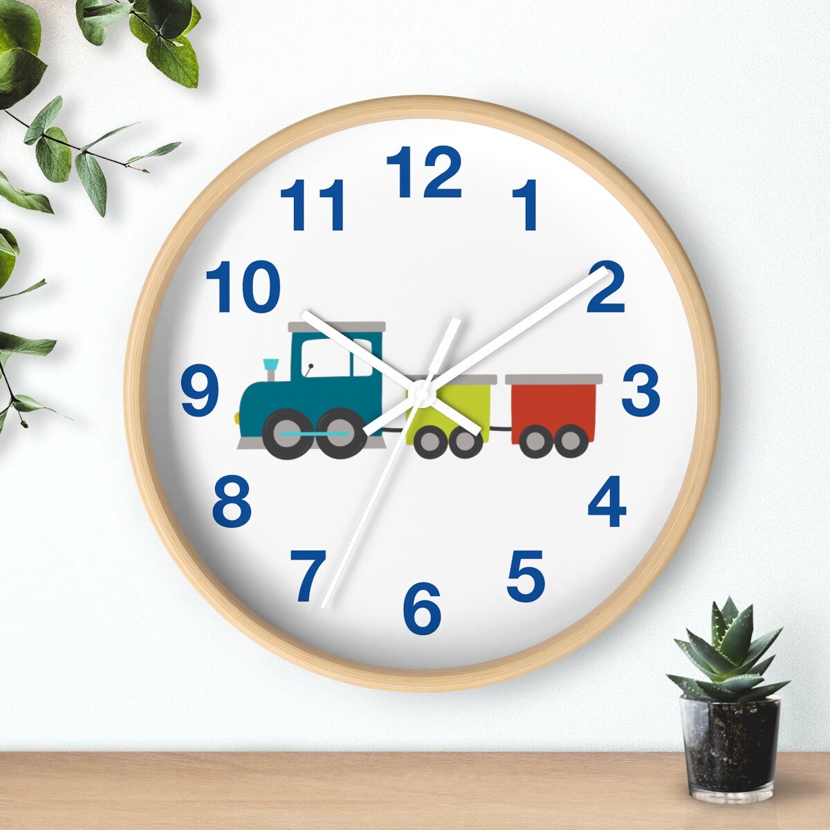 Boys Wall Clock Transport Train, Nursery Wall Clock Silent, Children ...