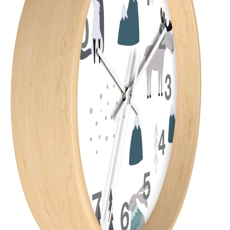 Kids Wall Clock Woodland Animals Neutral, Silent Wall Clock, Kids ...