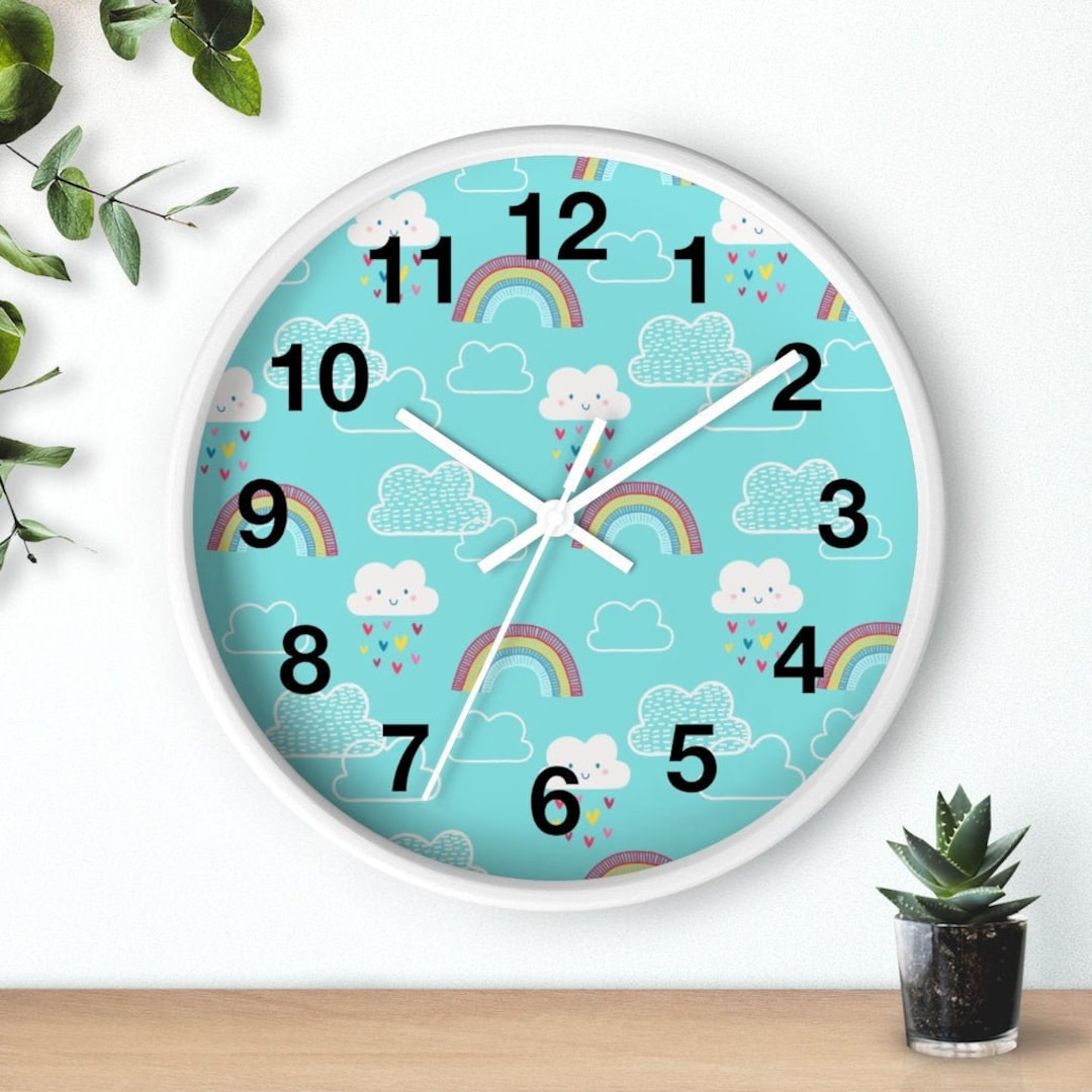Girls Wall Clock Rainbow, Girls Bedroom Decor, Nursery Wall Clock ...