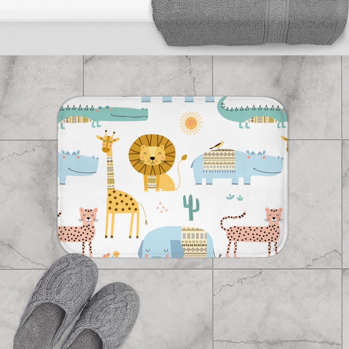 Kids Bath Mat Jungle Animals Jungle Animals Bath Mat Kids | Etsy