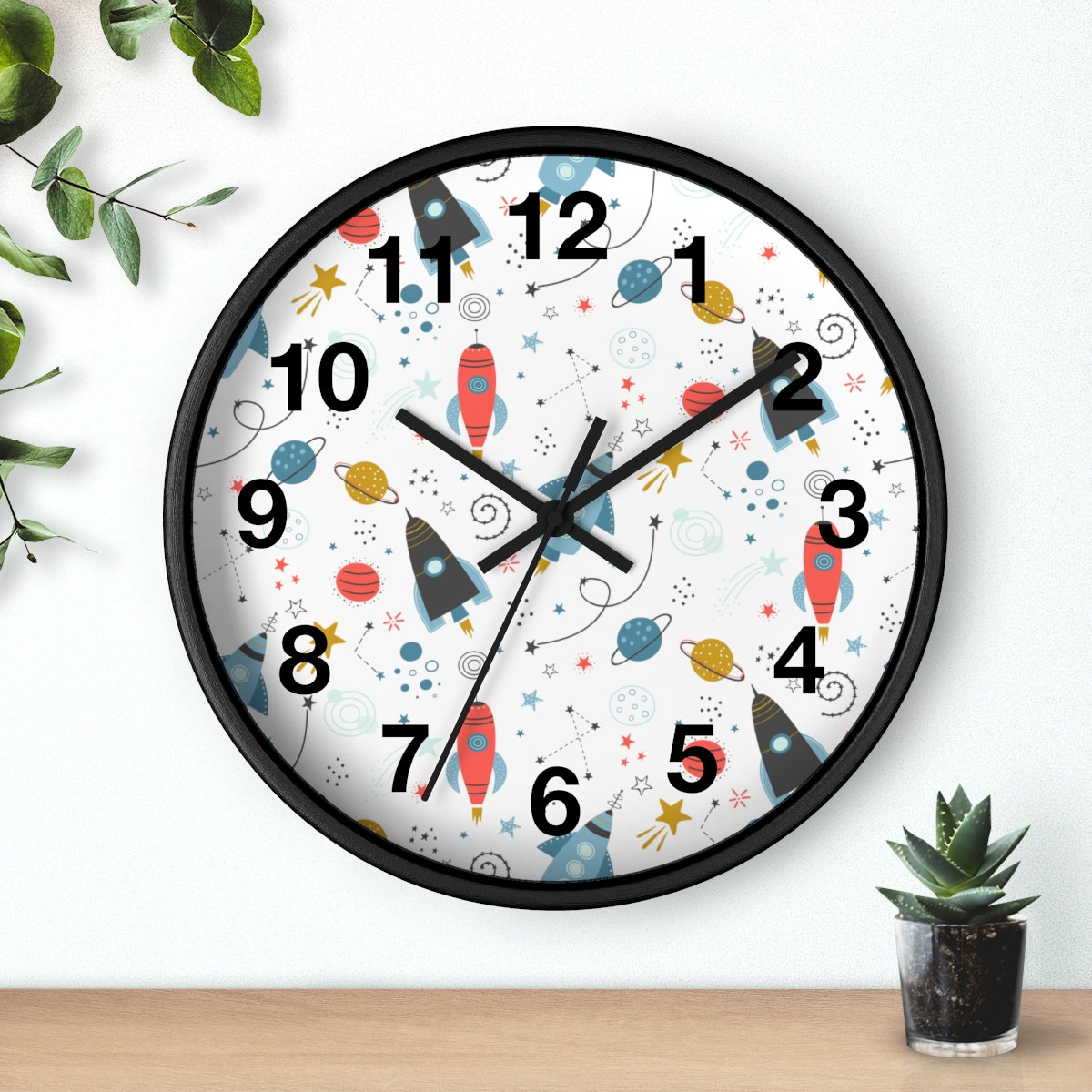 Outer Space Wall Clock Boys Wall Clock Boys Bedroom Decor | Etsy