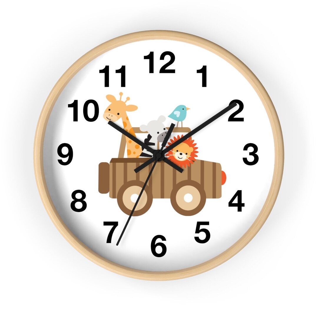 Kids Wall Clock Jungle Animals, Boys Wall Clock, Nursery Decor, Nursery ...