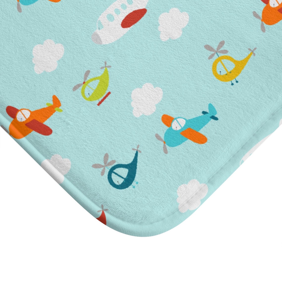 Airplanes Kids Bath Mat Boys Bath Mat Airplane Decor Kids - Etsy