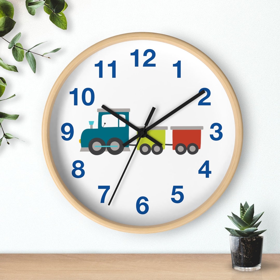 Boys Wall Clock Transport Train, Nursery Wall Clock Silent, Children ...