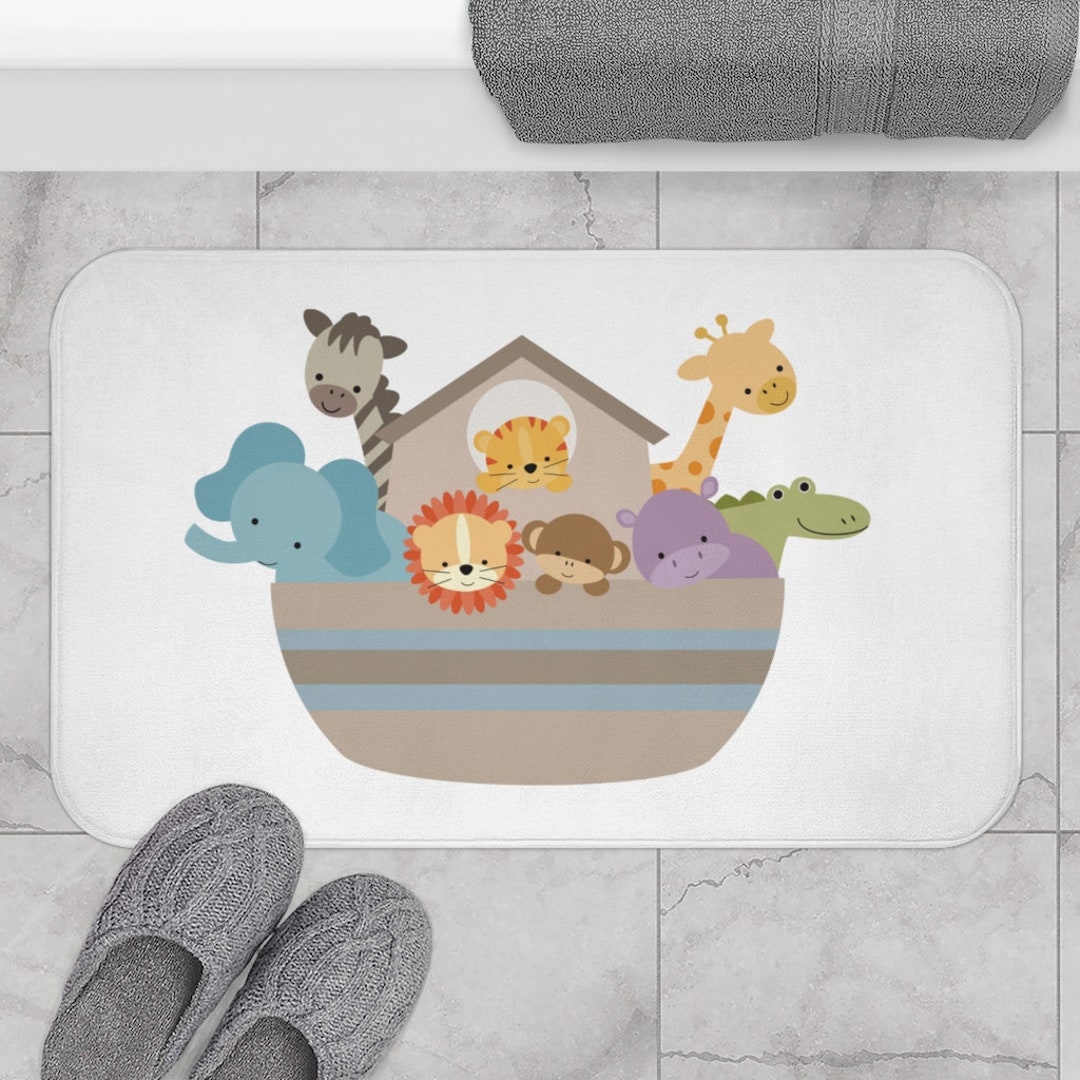 Kids Bath Mat Noahs Ark Gender Neutral, Kids Shower Mat, Kids Bathroom ...
