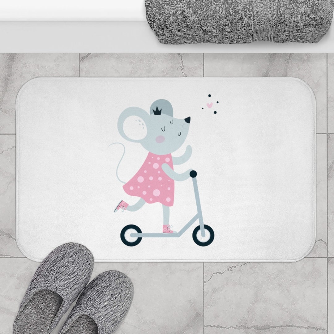 Girls Bath Mat Mouse, Girls Shower Mat, Girl Bath Rug, Girls Bath Decor ...