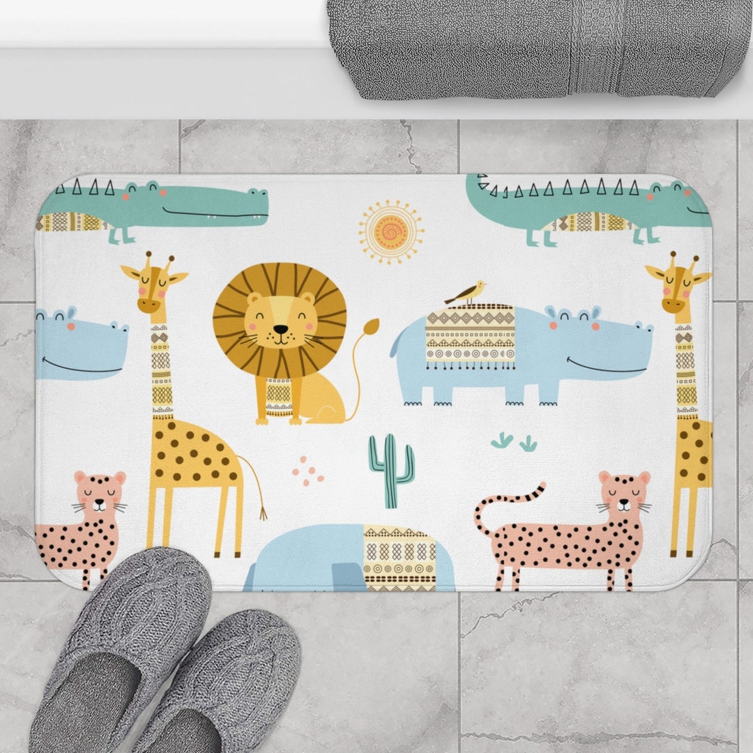 Kids Bath Mat Jungle Animals Jungle Animals Bath Mat Kids - Etsy