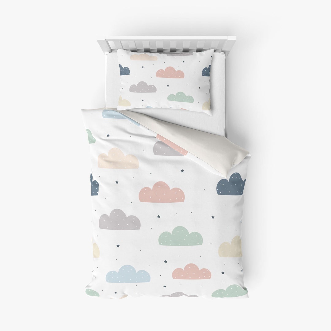Kids Bedding Set Neutral Clouds, Kids Duvet Cover, Big Kids Bedding ...