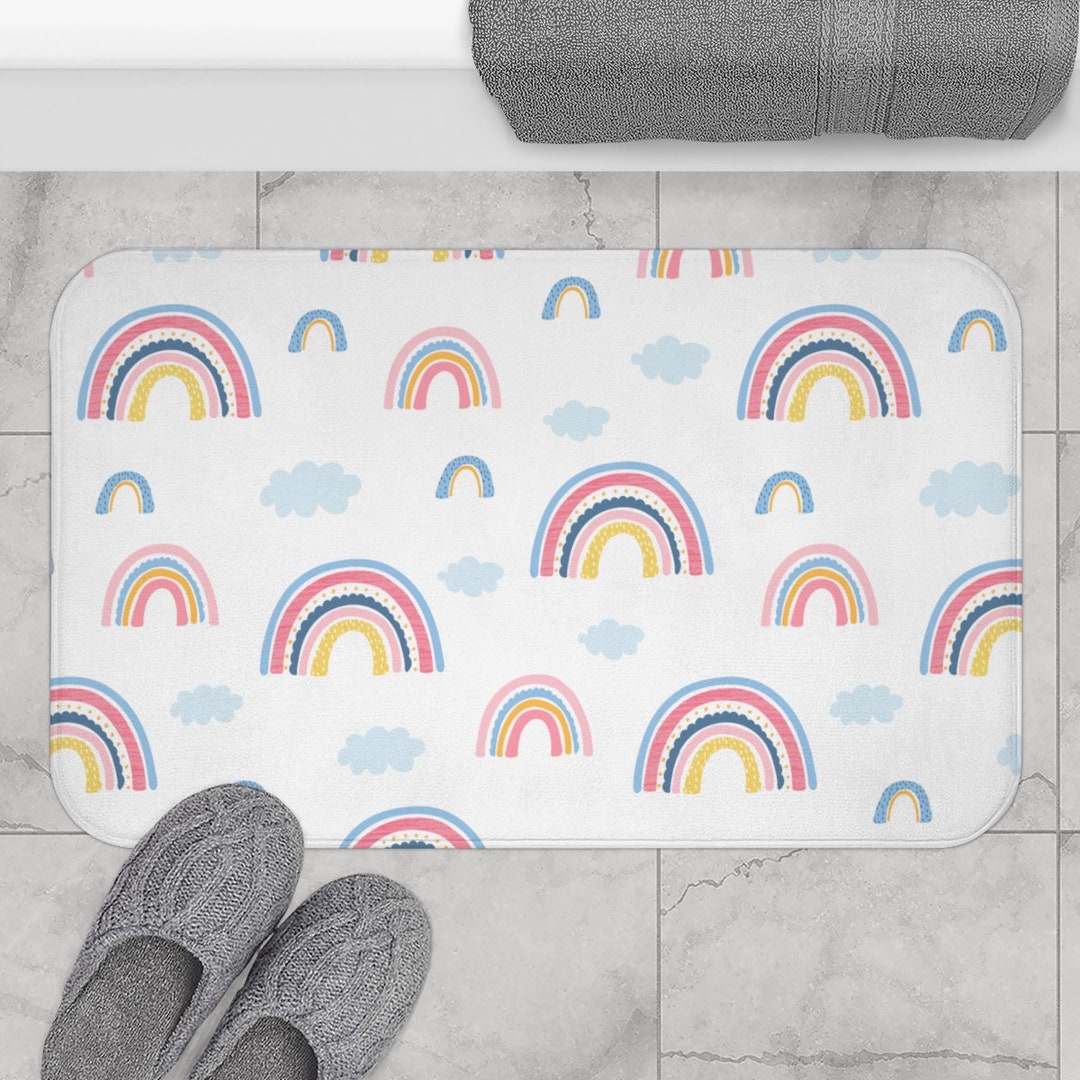 Kids Bath Mat Rainbows, Kids Shower Mat, Gender Neutral, Kids Bathroom ...