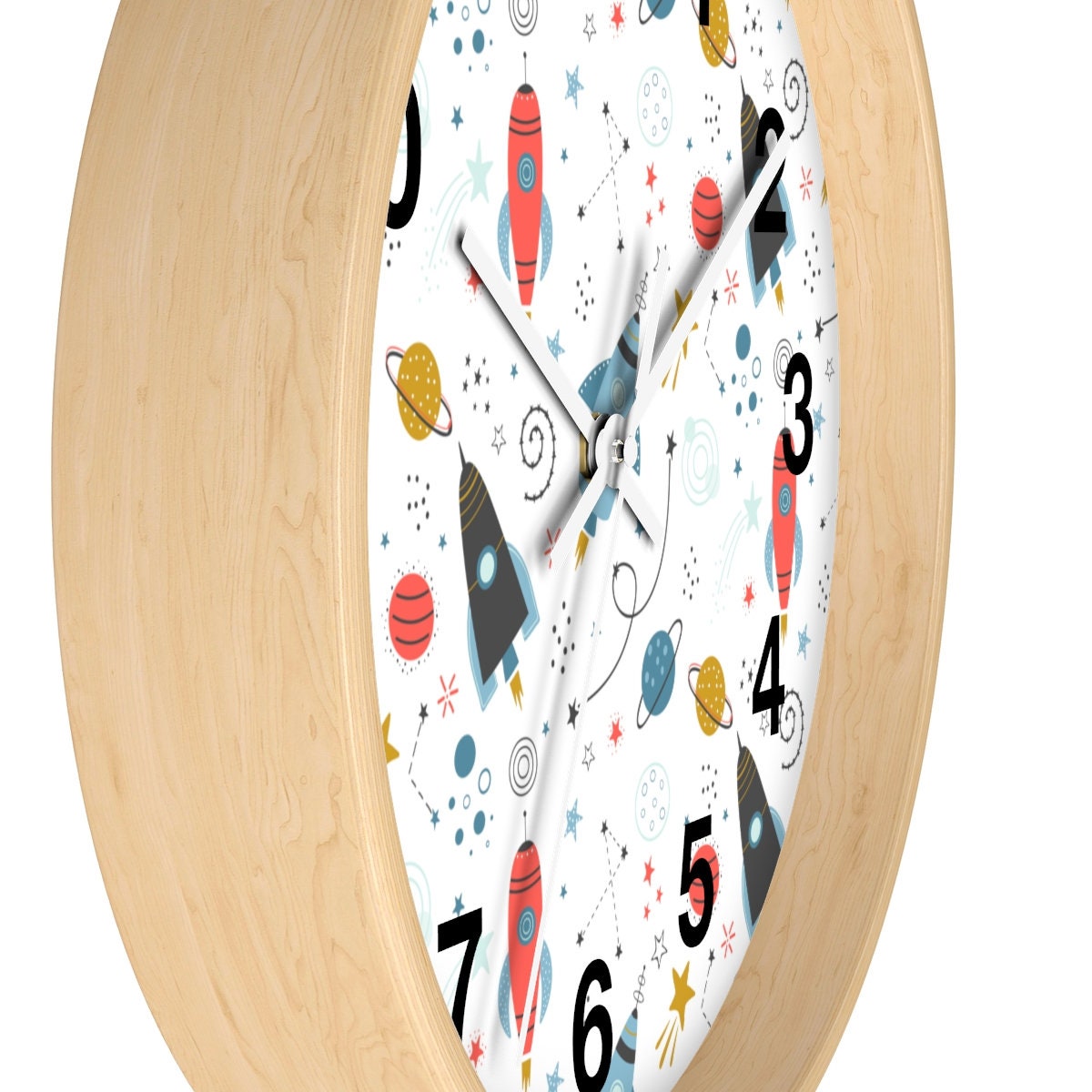 Outer Space Wall Clock Boys Wall Clock Boys Bedroom Decor | Etsy