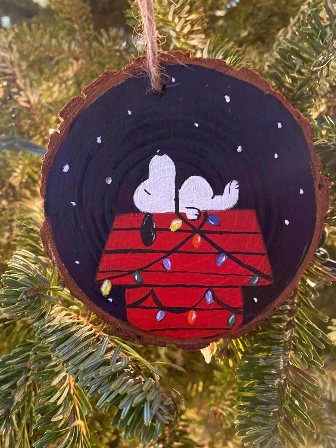 Snoopy on Wood Slice Ornament - Etsy