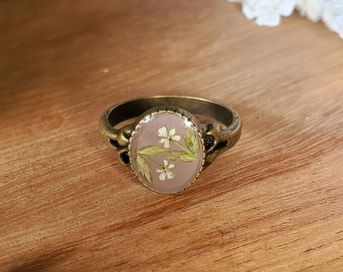 Real Pressed Flower Ring/ Flower Ring/ Cute Ring/ Real Queen - Etsy