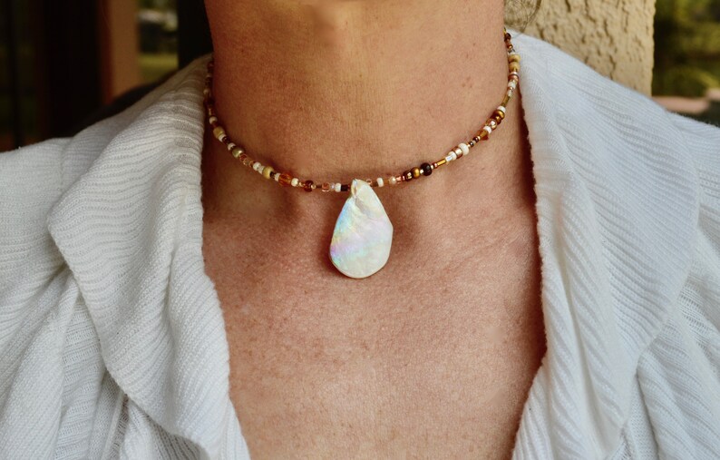 Beaded Shell Necklace Sun Kissed Shell Necklace Choker - Etsy