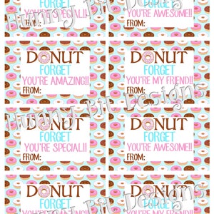 Valentines Day, Donut Forget Tags, Donut Birthday Tags, Donuts, Teacher ...