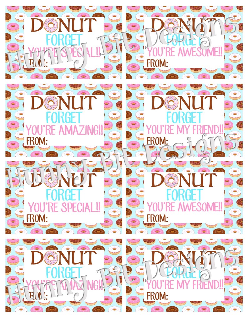Valentines Day Donut Forget Tags Donut Birthday Tags - Etsy