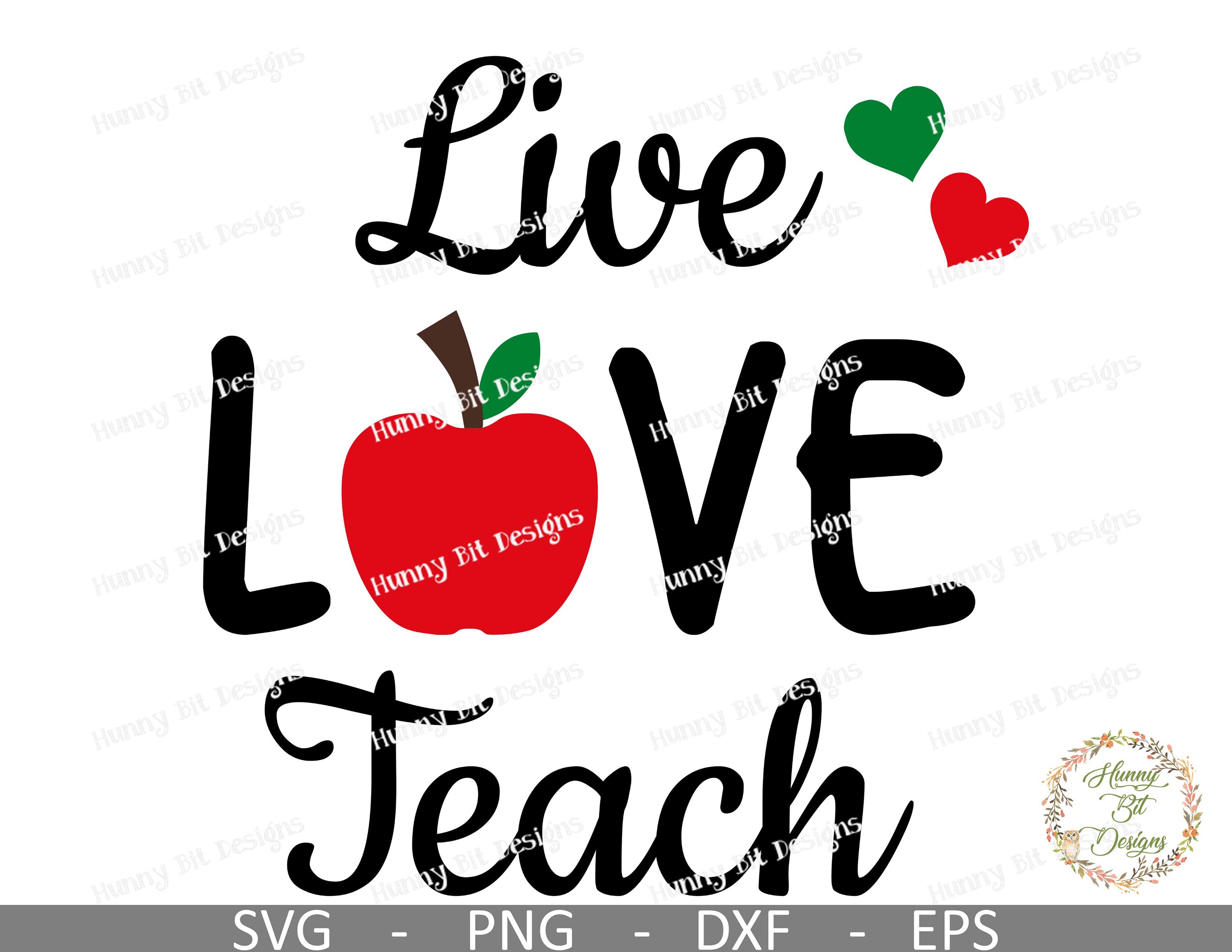 Teacher SVG Live Love Teach Apple SVG Teacher Shirt | Etsy