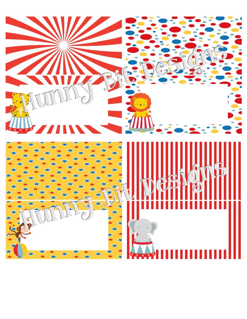 Circus Birthday Tent Cards: Animal Food Labels (DIY PRINTABLE) - Etsy