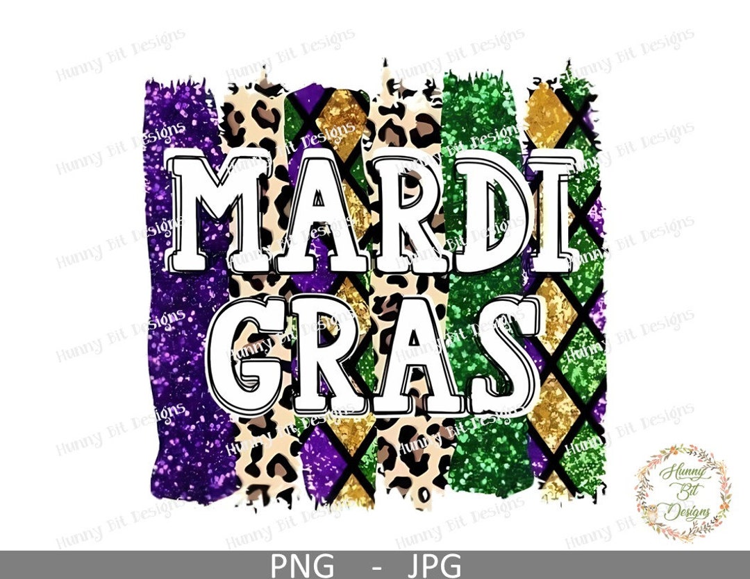 Mardi Gras, Brush Strokes, Leopard Print, Green Glitter, Purple Glitter ...