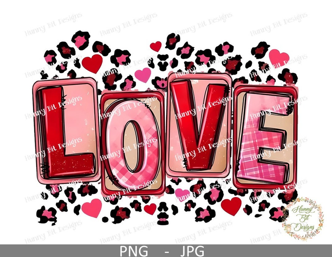 Leopard Love Hearts PNG: Valentine's Day Design (digital Download) - Etsy