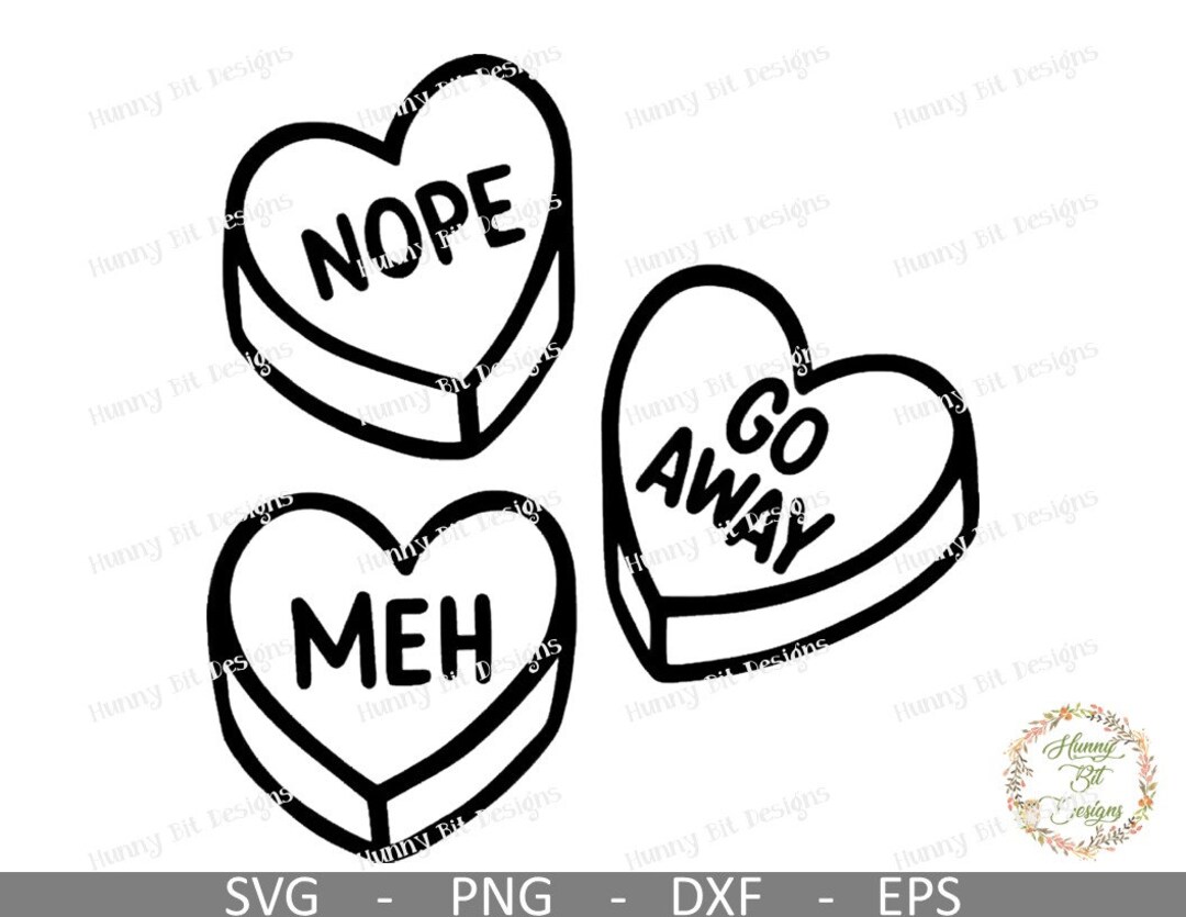 Negative Conversation Hearts SVG: Valentine's Day Cricut, Silhouette ...