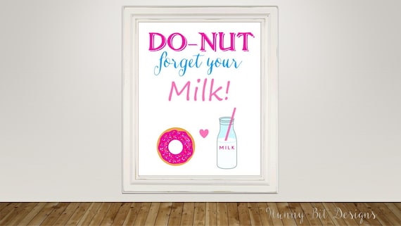 Donut Forget Your Milk Birthday Party Sign 8 x 10, Donut Party ...