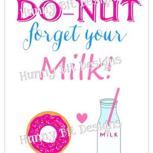 Donut Forget Your Milk Birthday Party Sign 8 X 10, Donut Party ...