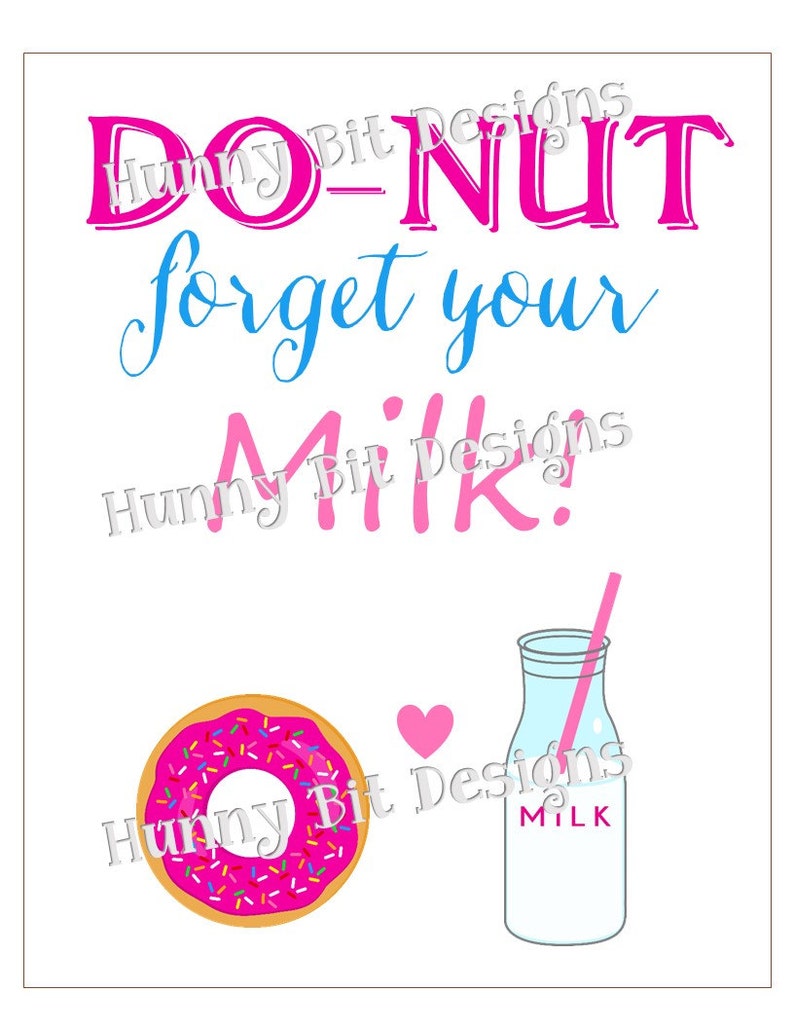 Donut Forget Your Milk Birthday Party Sign 8 X 10 Donut - Etsy