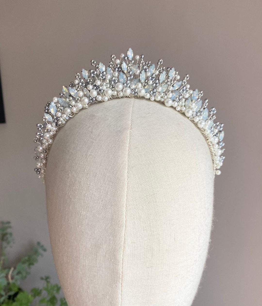 Venice Handmade Crown, Blue Tiara, Aqua Wedding, Opal Jewellery, Bridal ...