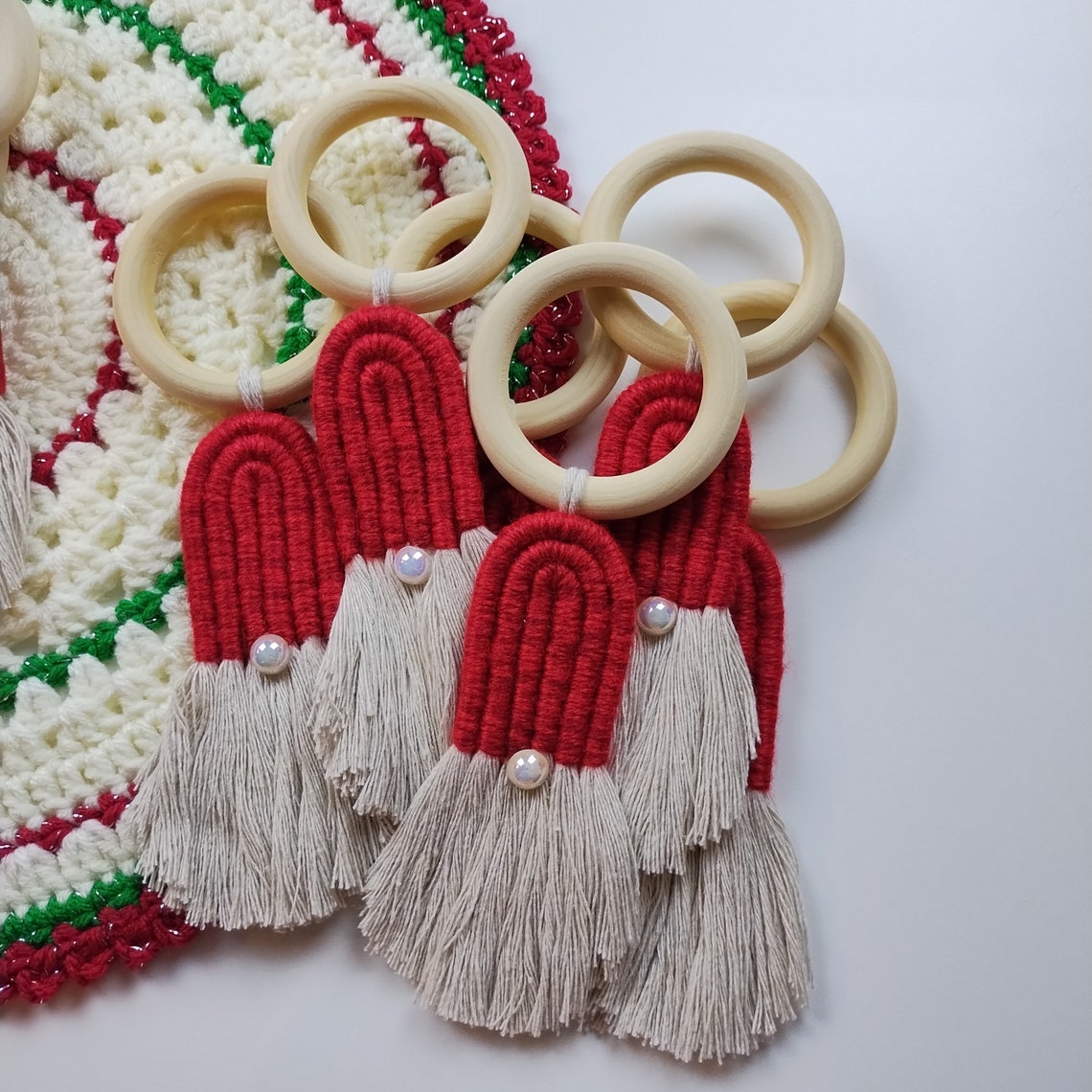 Macrame Santa Napkin Ring: Christmas Holiday Table Decor - Etsy