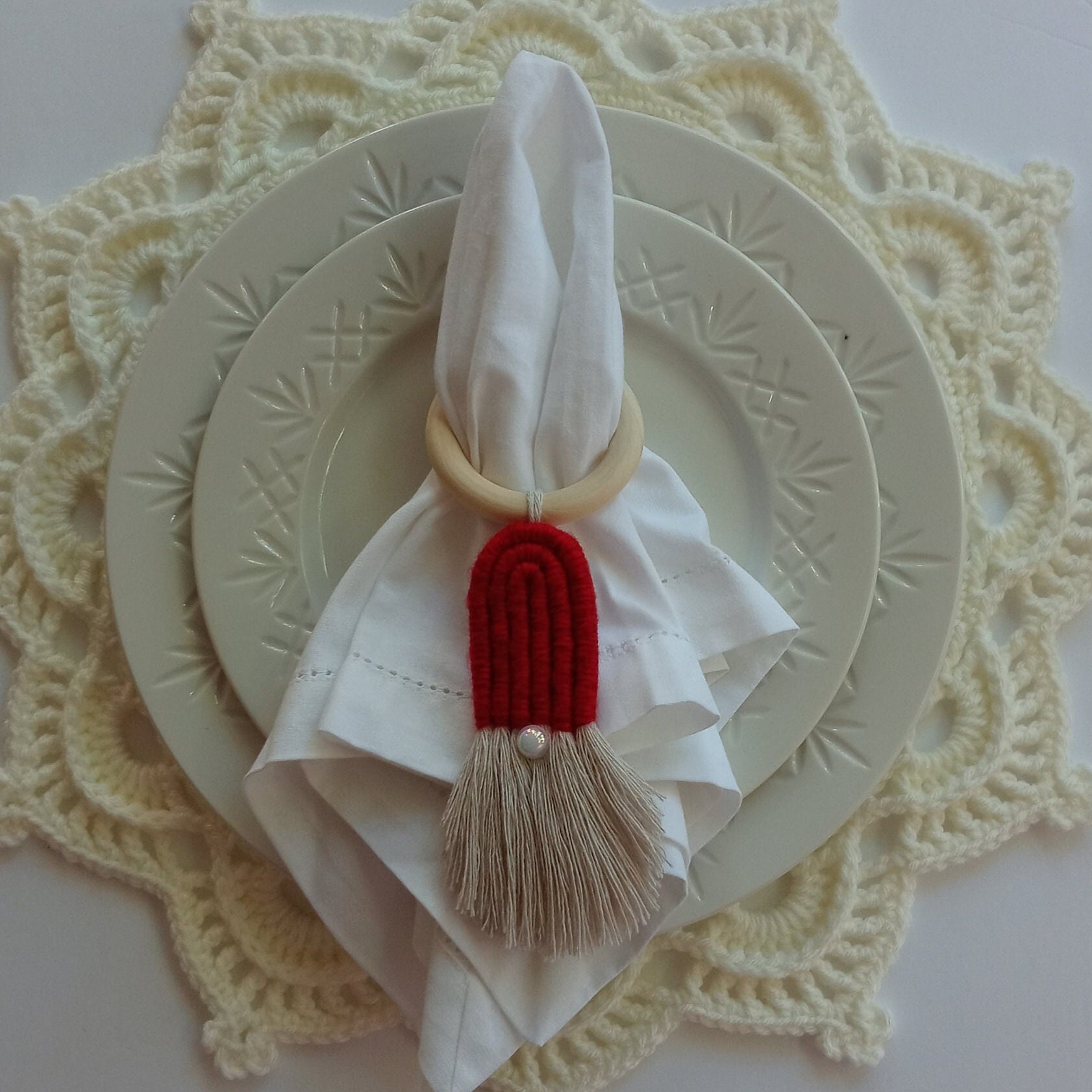 Macrame Santa Napkin Ring: Christmas Holiday Table Decor - Etsy