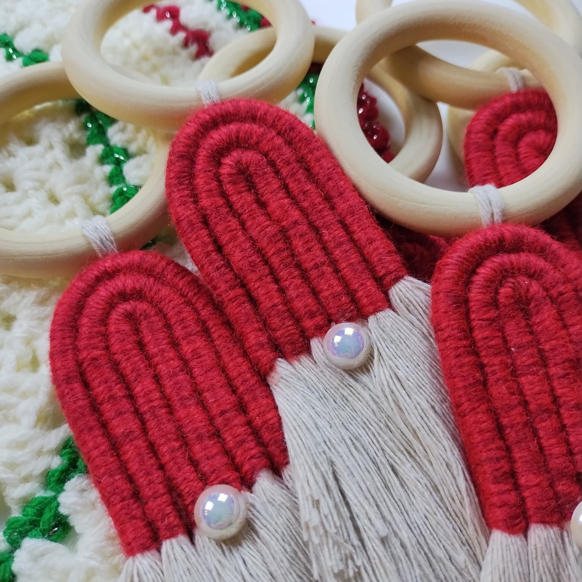 Macrame Santa Napkin Ring: Christmas Holiday Table Decor - Etsy