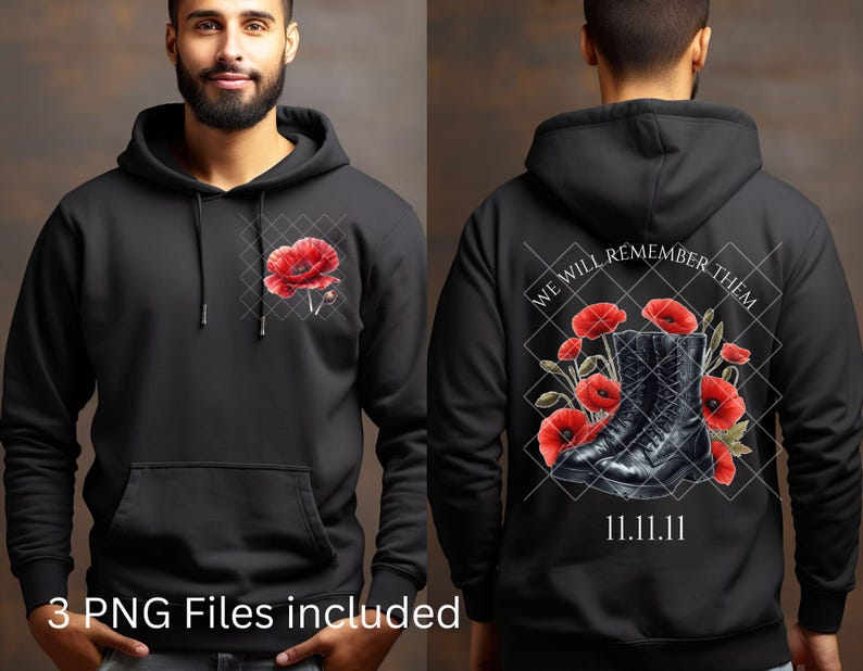 Remembrance Day With Poppies and Black Army Boots Two PNG Versions ...