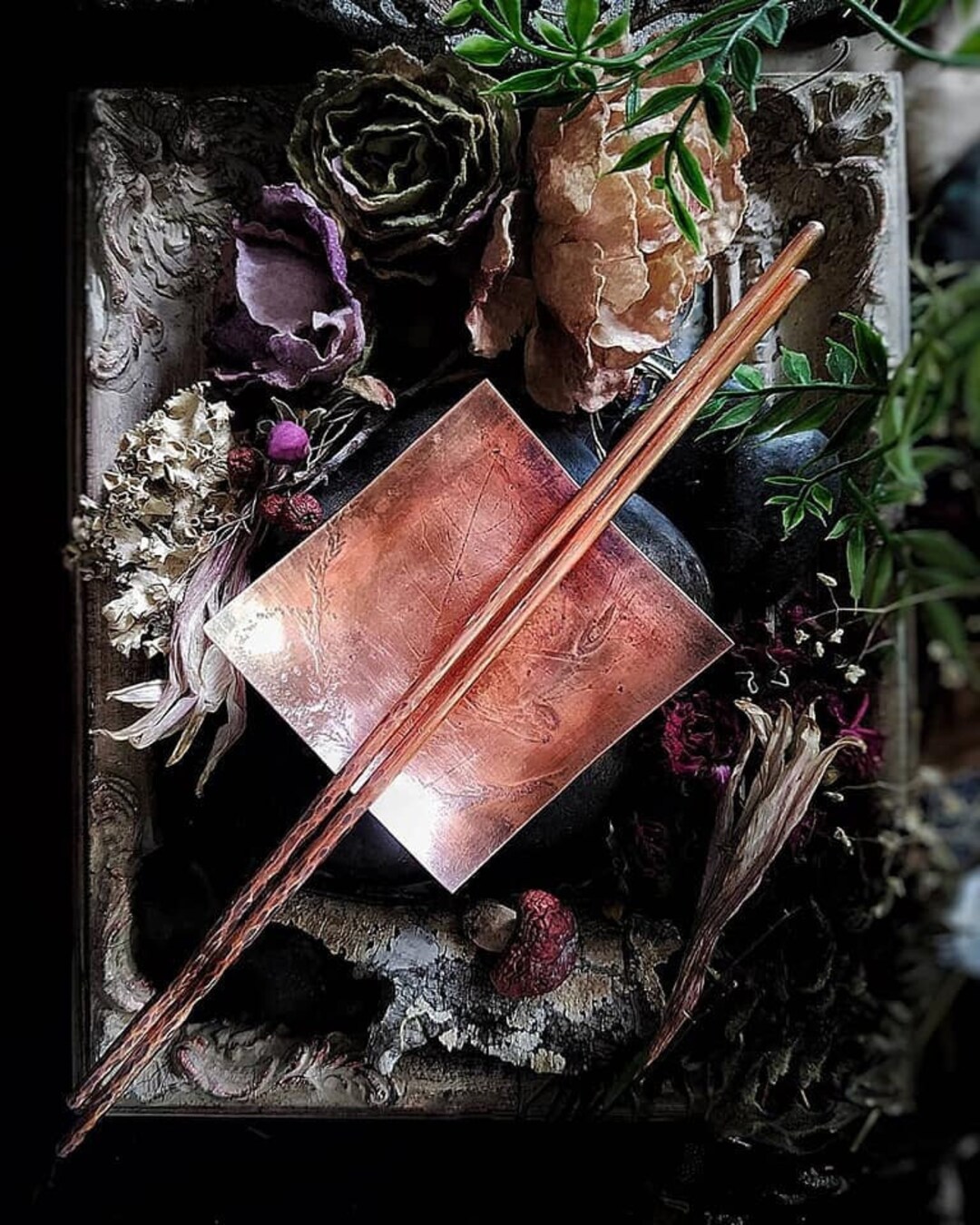 COPPER CHOPSTICKS Solid Copper Sushi Set Leaf Printed - Etsy