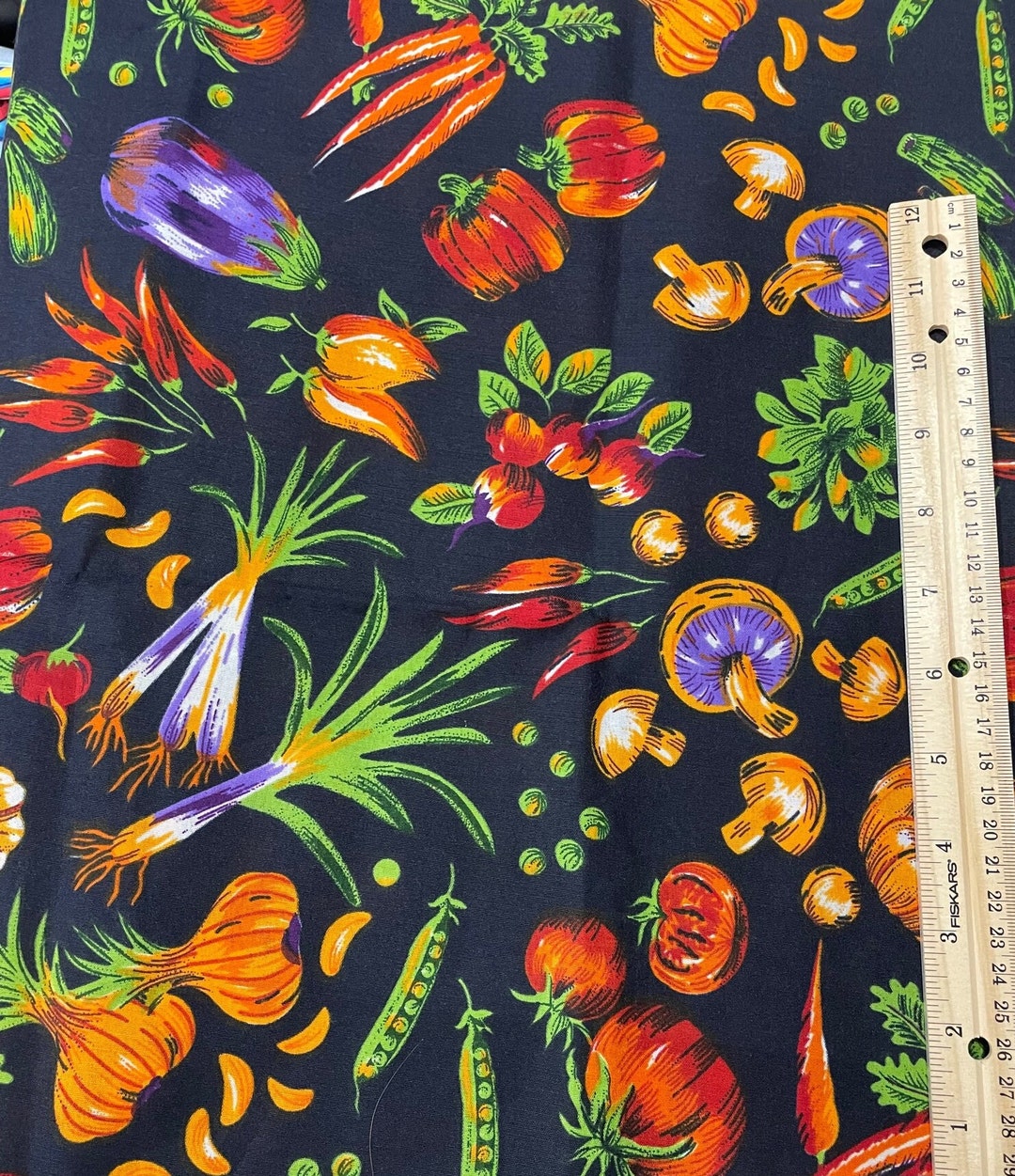 Colorful Vegetable Print Fabric- 100% Cotton - Quilting, Sewing, Craft ...