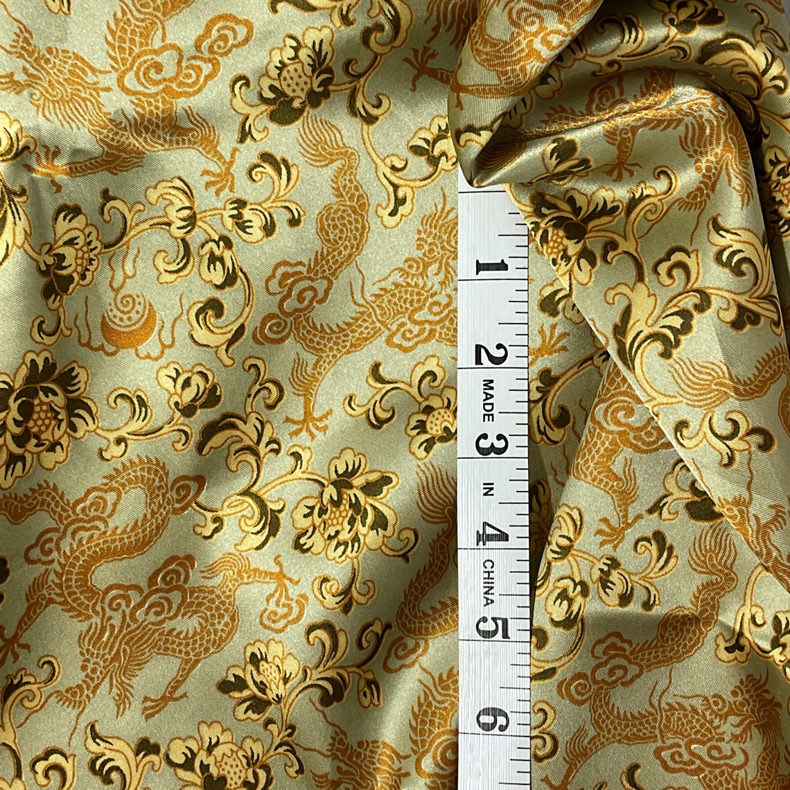 Gorgeous Satin Garment Fabric Dragon Asian Themed Vintage - Etsy