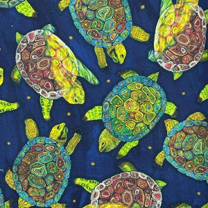 Sea Turtle Fabric - Mosaic Turtles on Blue - QT Fabrics - Etsy