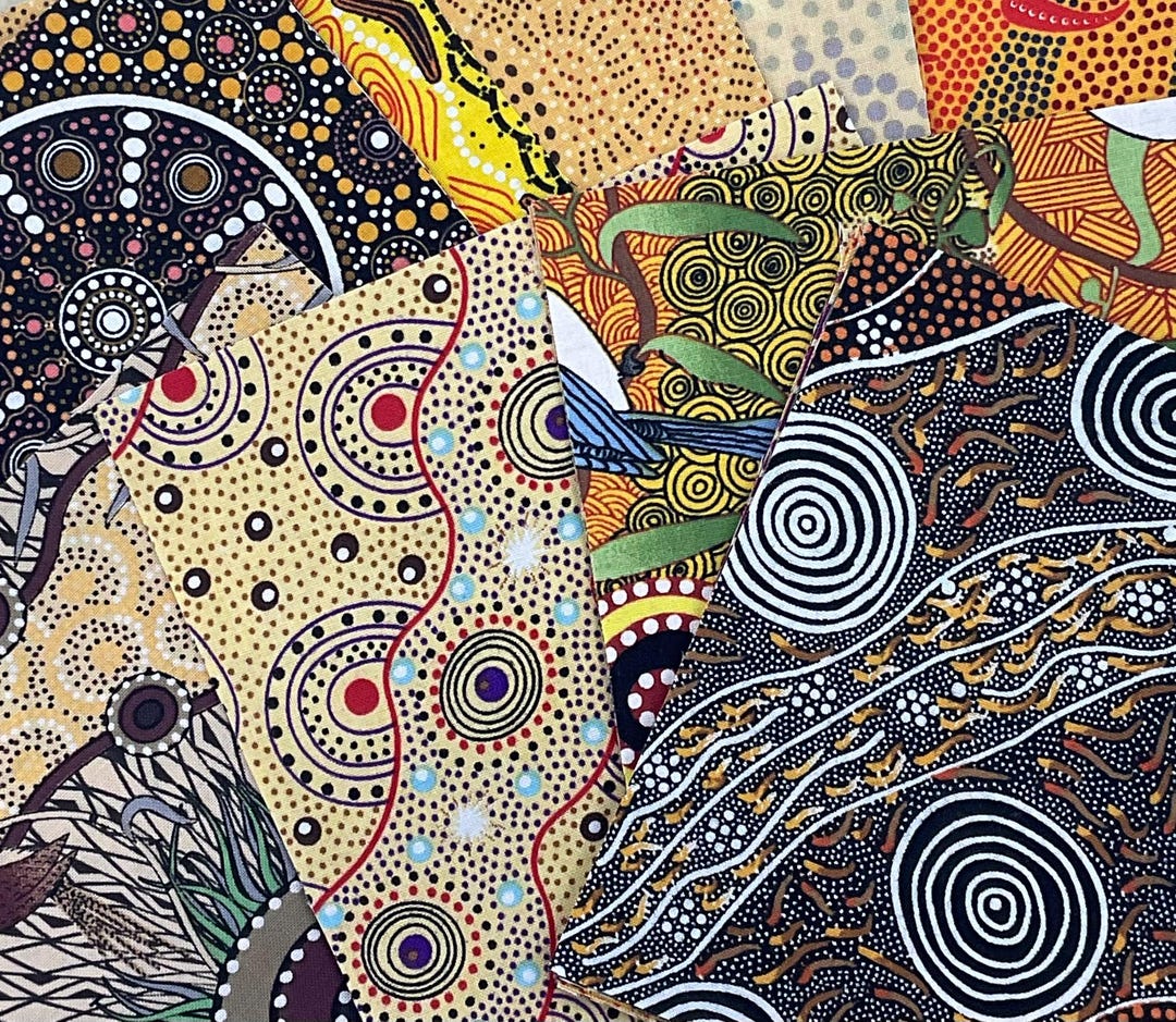 M & S Textiles Australia - Aboriginal Designs - 5" Charm Pack Yellow ...