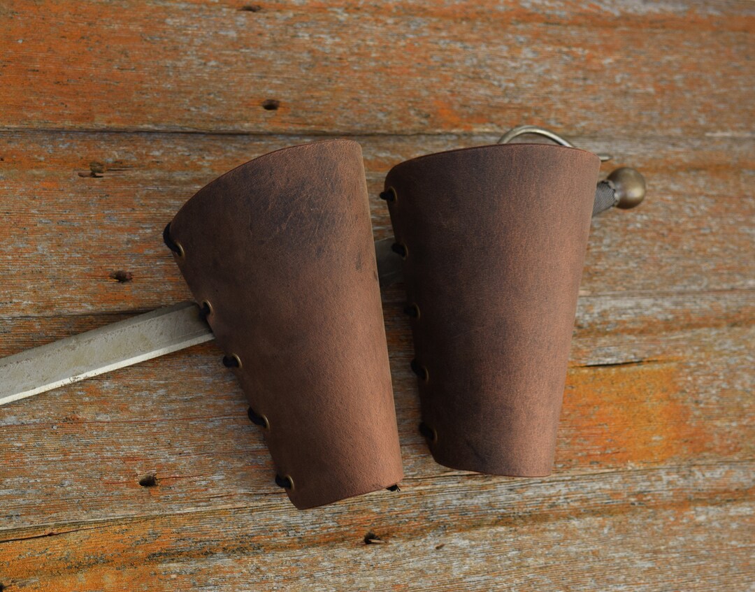 Handmade Rustic Brown Leather Bracers Pair of Bracers / - Etsy