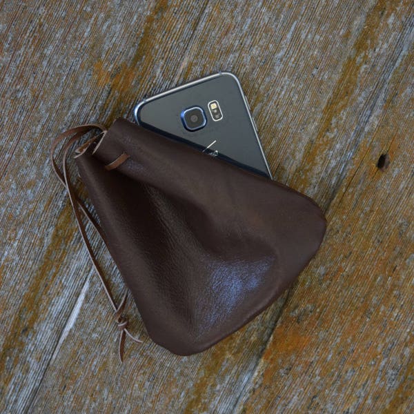 Leather Drawstring Pouch - Etsy