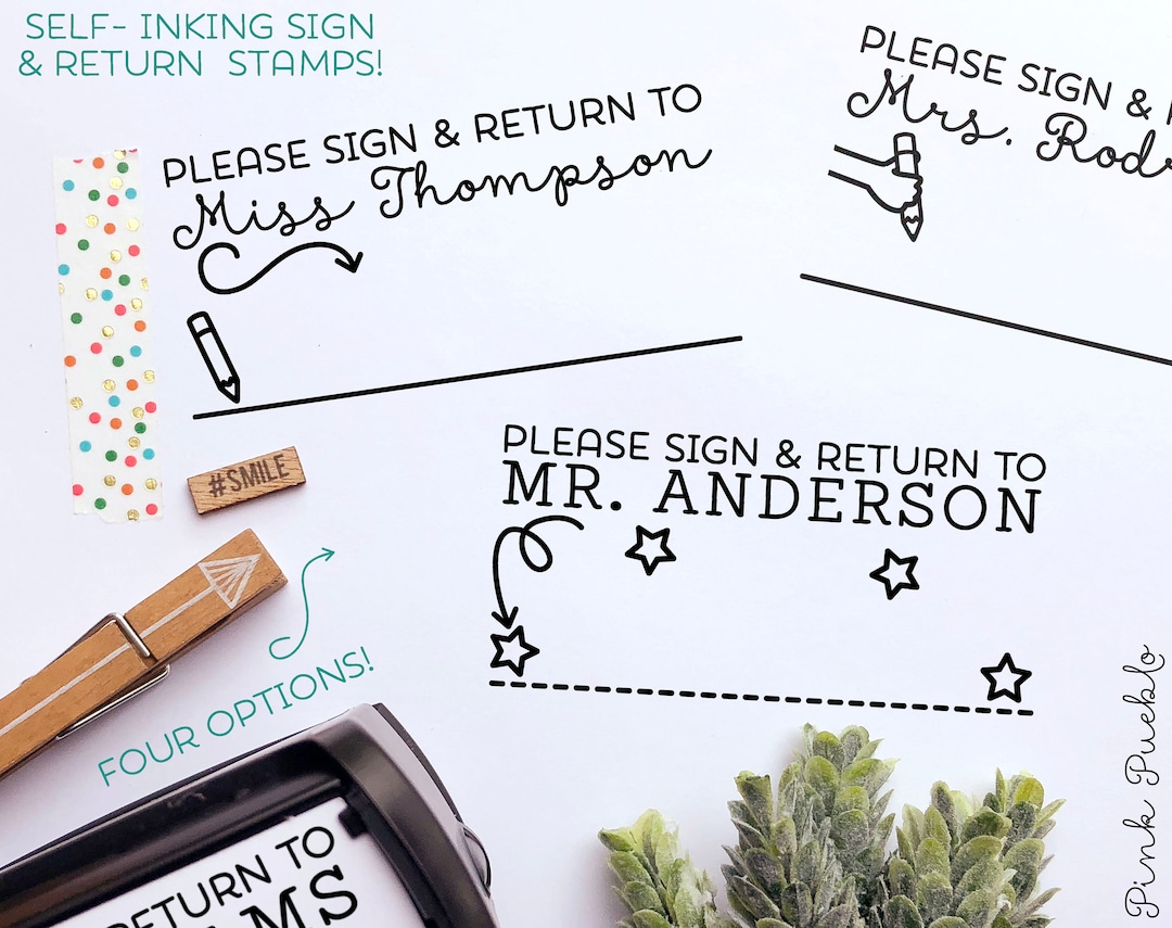 Self Inking Teacher Stamp | Personalized Sign and Return Design for ...