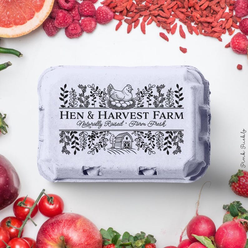 Personalized Egg Carton Stamp | Custom Farm Fresh Design | Rustic ...