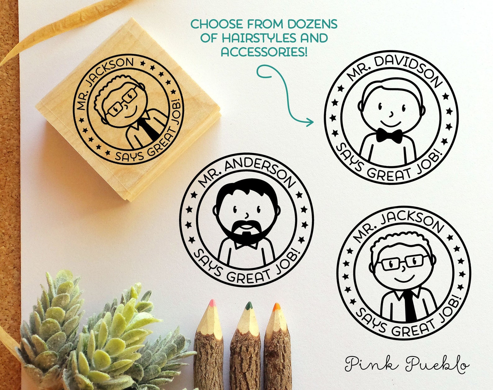 Personalized Male Teacher Rubber Stamp, Custom Teacher Stamp Choose ...
