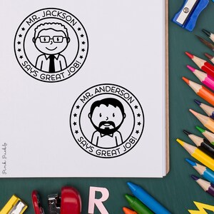 Personalized Male Teacher Rubber Stamp | Custom Classroom Design ...