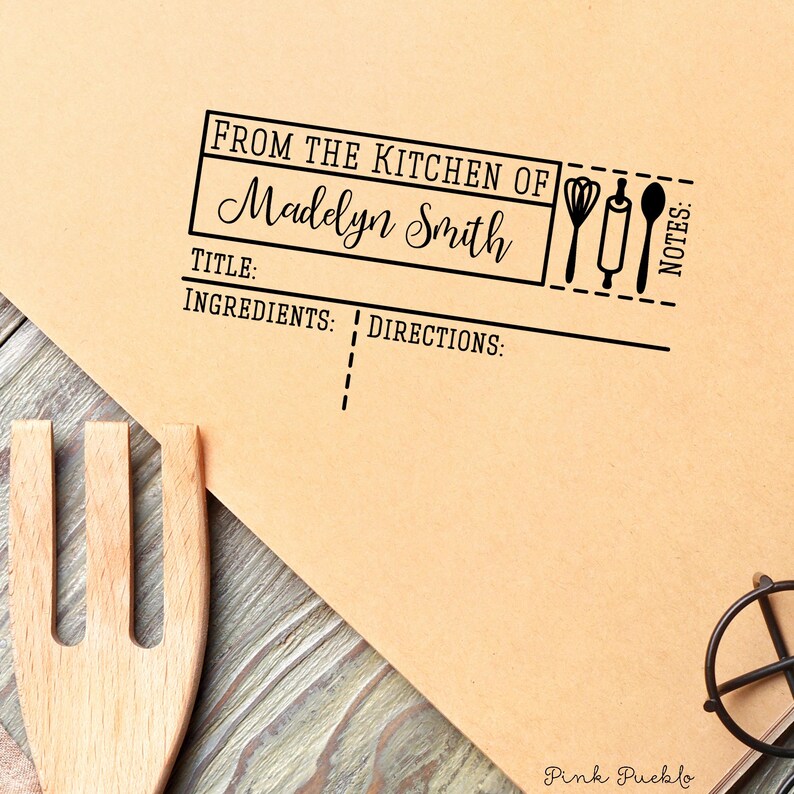 Personalized Recipe Card Rubber Stamp | DIY Kitchen Tool | Housewarming ...