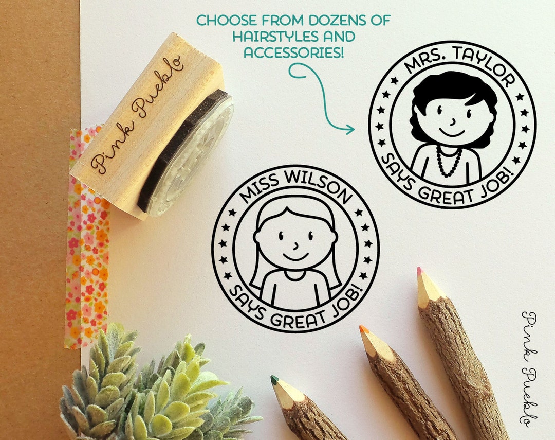 Personalized Female Teacher Rubber Stamp | Custom Classroom Design ...