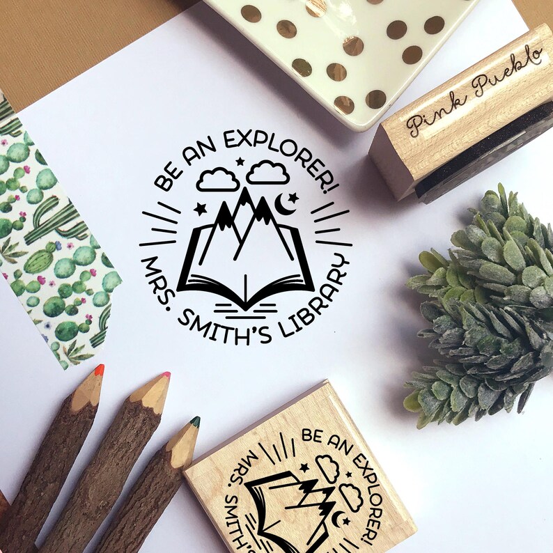 Personalized Teacher Library Stamp | Custom Classroom Book Design ...